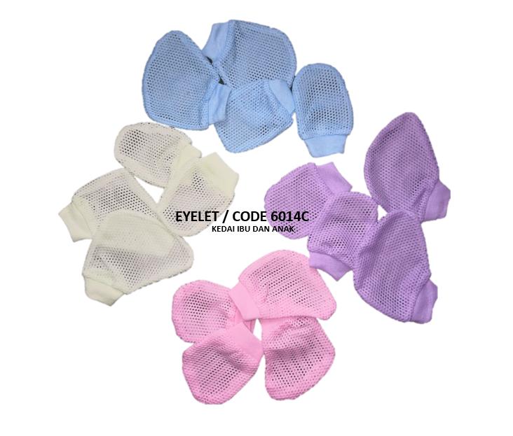 4 Pcs EYELET Color Newborn Anti Scratch Baby Mitten and Footwear ...