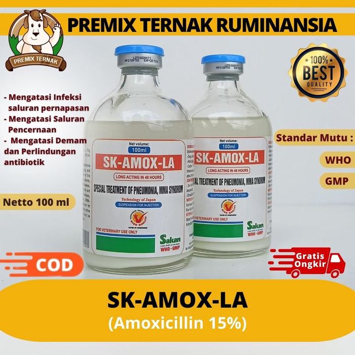 Jual SK-AMOX-LA 100ML SAKAN - Obat Antibiotik Spektrum Luas Long Acting ...
