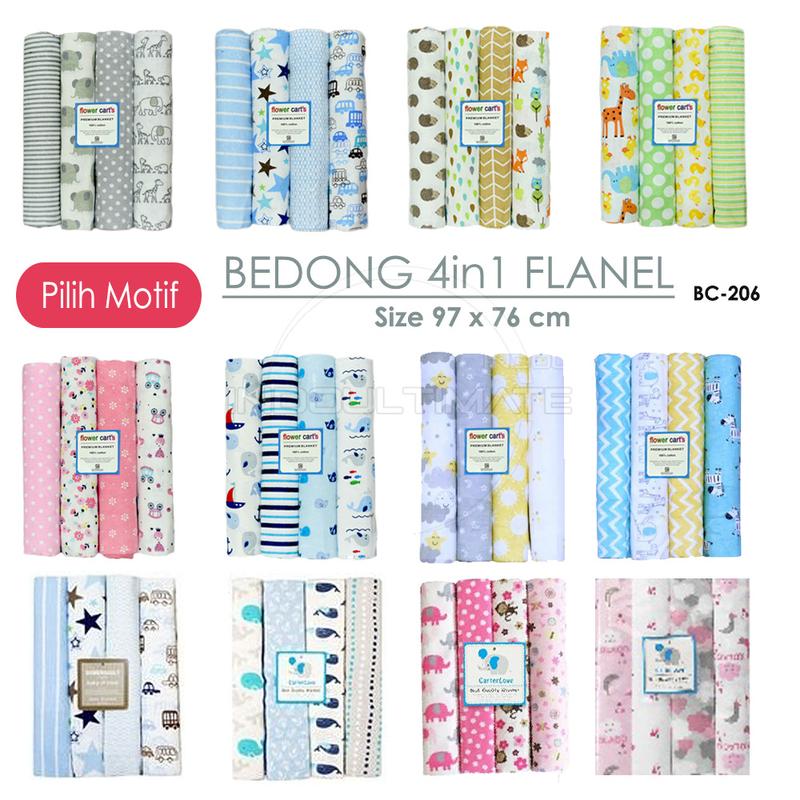 Bedong Bayi 4 PCS JUMBO 97 cm x 76 cm Bedong Kain Motif HA BC-206 Tidur ...
