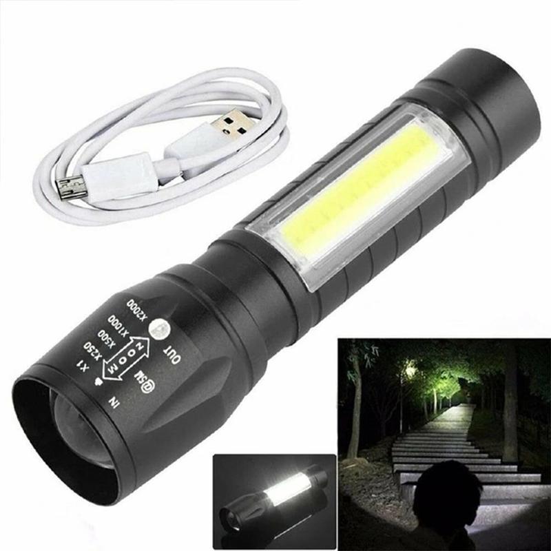 Mini Flashlight With USB Cable LED COB High Light Outdoor Flashlight ...