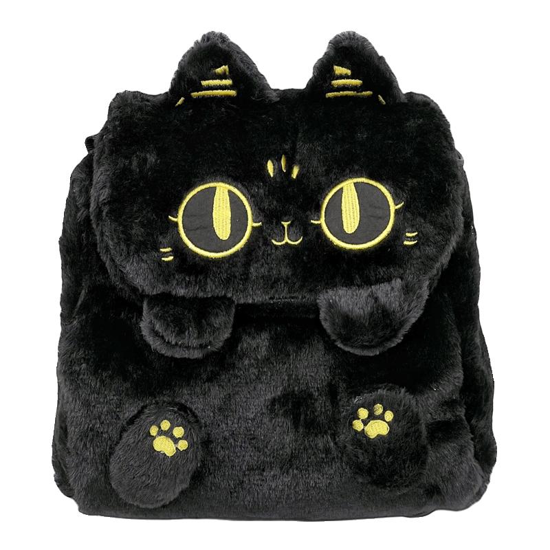 Cute Cartoon Plush Small Black Cat Backpack 2024 New Versatile - TikTok ...
