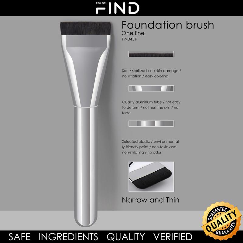 Findcolor Single Silver In-Line Foundation Brush Flat Head Soft ...