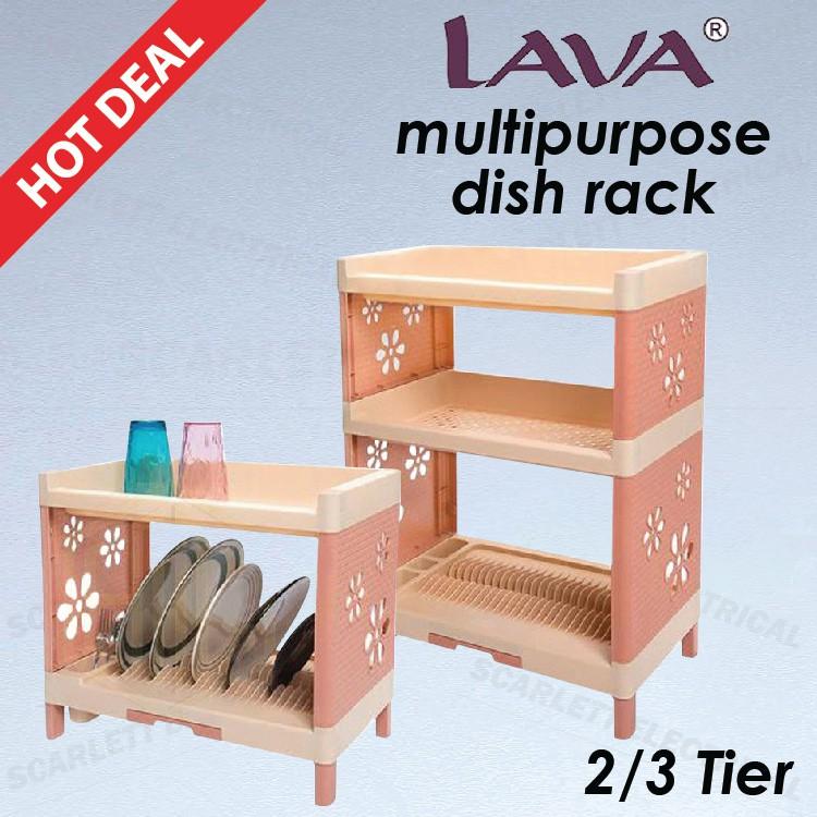 LAVA Multipurpose Dish Rack With Drainer 2/3 Tier / Rak Pinggan ...