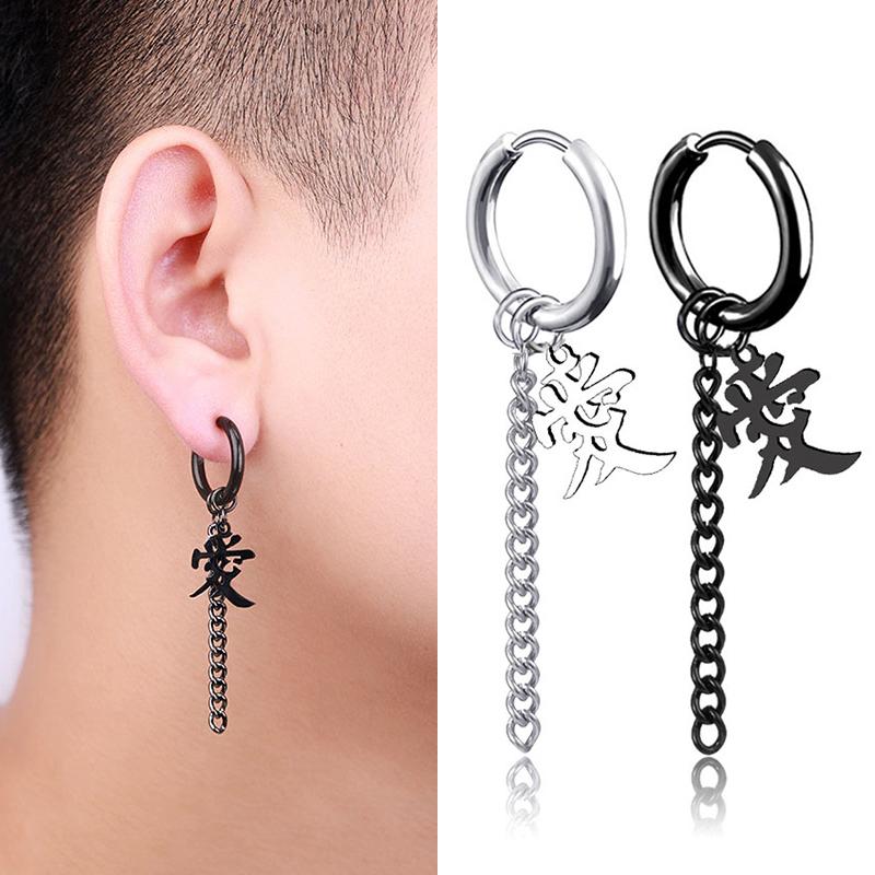 Anting-anting Gelung Keluli Tahan Karat Titanium, Uniseks, Warna ...