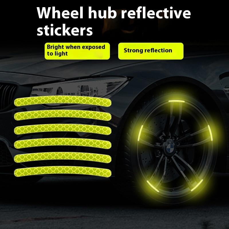 Car Wheel Reflective Stickers Tire Warning Stickers Green Personalized ...