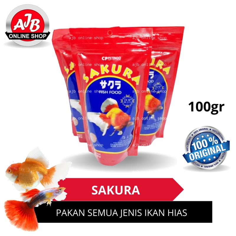 SAKURA FISH FOOD Makanan pelet pakan ikan hias mas koki koi 100gr ...