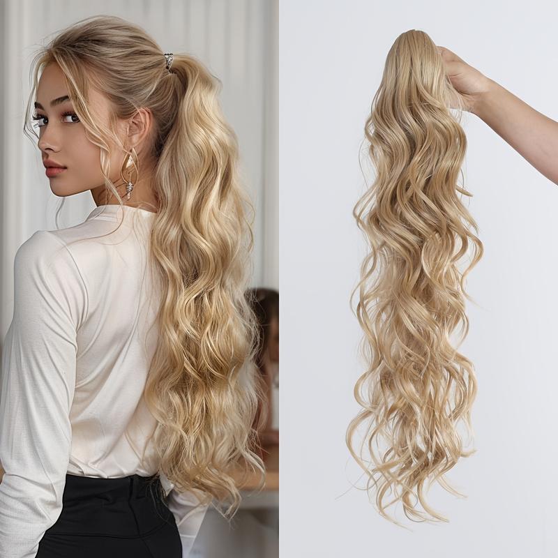 Large Grab Clip Long Wavy Long Ponytail (28 Inches) Clipped In Curly ...