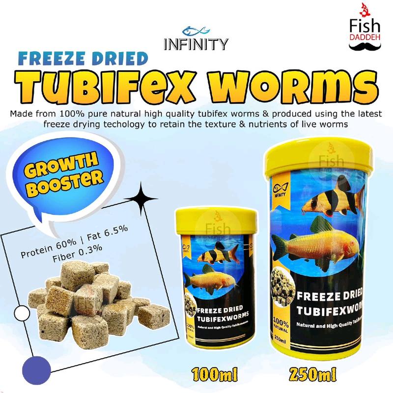 Infinity Freeze Dried Tubifex Worms Fish Food 100ml 250ml - TikTok Shop ...