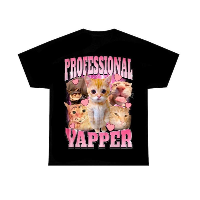 Professional Yapper Shirt, Funny cat tee, Cute graphic tees, Full ...