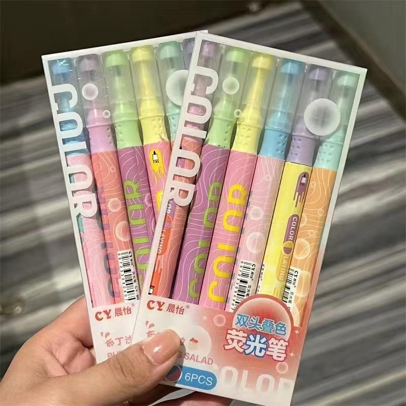Creative Double-Headed Color Stacking Fluorescent Pen Studen - TikTok ...