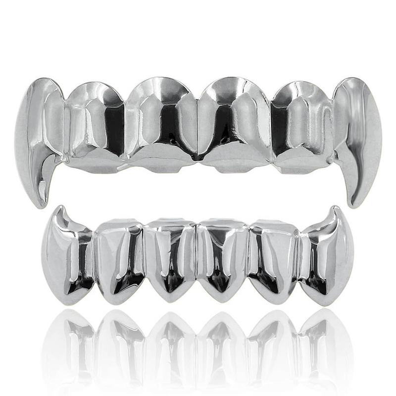 Vampire Teeth Fang Grillz 18K Gold Silver Plated Hip Hop Fangs - TikTok ...