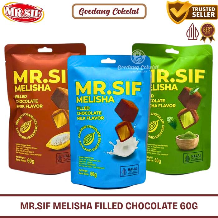 Promo MR. SIF Melisha Filled Chocolate Milk Dark Matcha 60g - Cokelat ...