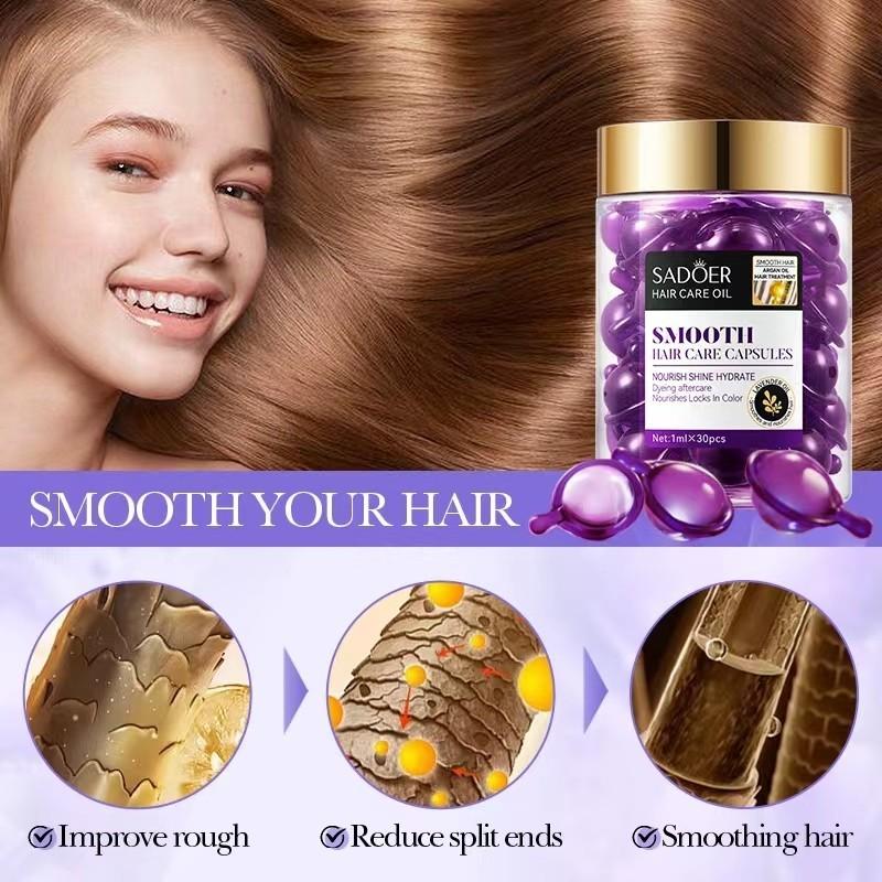 Sadoer Hair Oil Capsules lavender Dye-Permed Curly Straight Hair ...