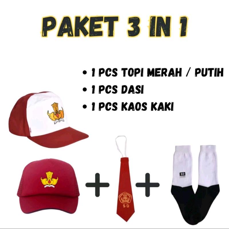 SET ATRIBUT SD TOPI DASI DAN KAOS KAKI - Shop | Tokopedia