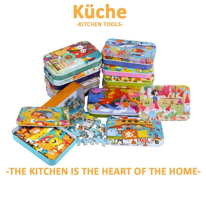 KUCHE Kids Puzzle 60pcs Wooden Cartoon Puzzle Kids Learning Jigsaw ...