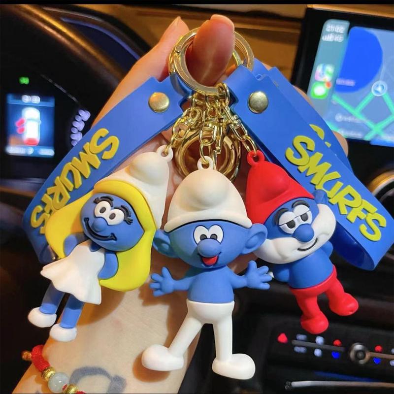 MINISO1-3pcsCreative cute Smurf keychain car key women's small - TikTok ...