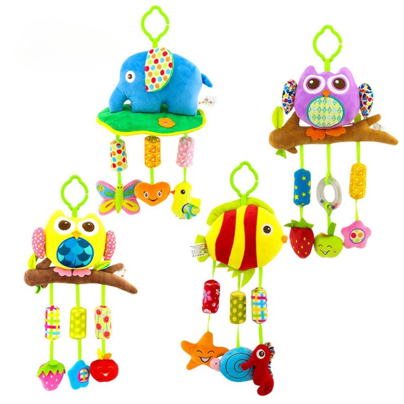 Newborn Baby Plush Handbells Stroller Rattles Toy Mobile Cartoon ...