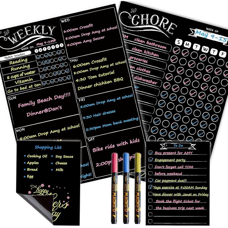 Chalkboard Weekly Planner - Reward Chore Chart Blackboard Combo Set ...