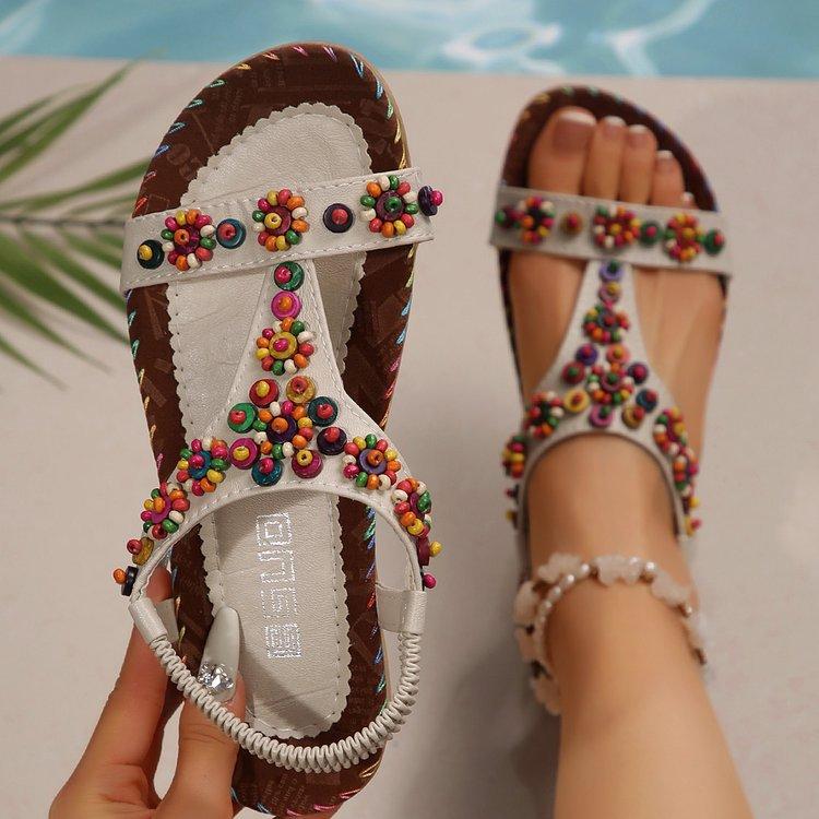 Sandal Roman, Rata, Manik Satu Tali, Gaya Pantai, Sandal Wanita ...