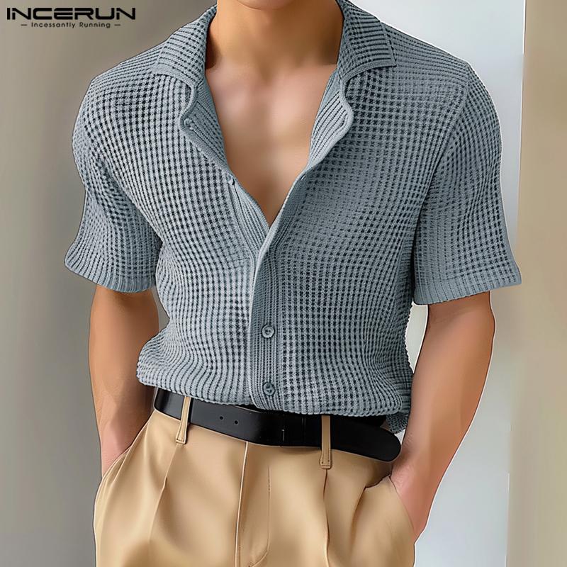 INCERUN Mens Advanced Shirts Stand Collar Versatile Button Down ...