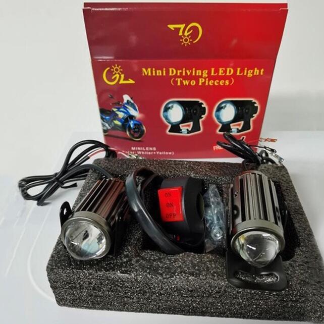 Motorcycle Led Mini Driving Light White Yellow Pair of Universal ...