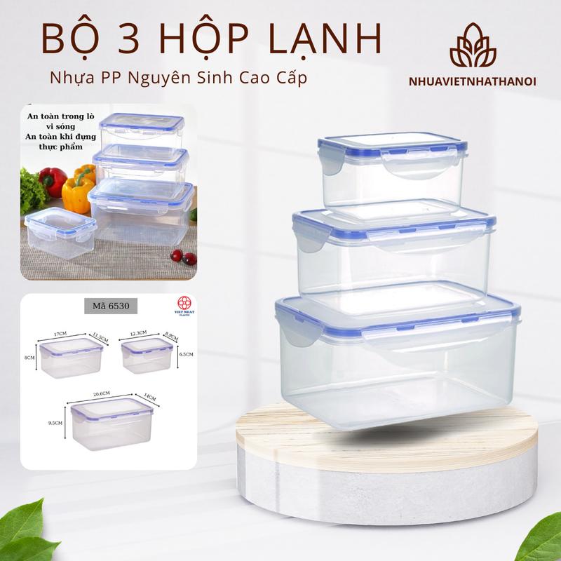 Bộ 3 hộp lạnh CN 6530, bảo quản thực phẩm tốt , nhựa pp cao cấp ...