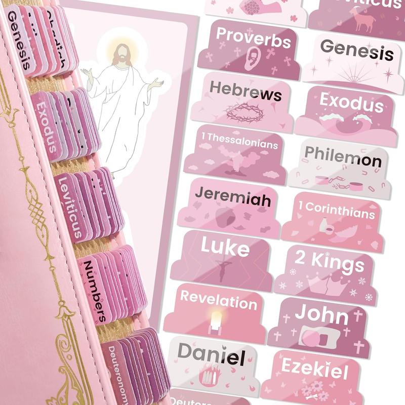 Tabs for Women, Pink Tabs, Laminated Tabs with Stickers, Large Print ...