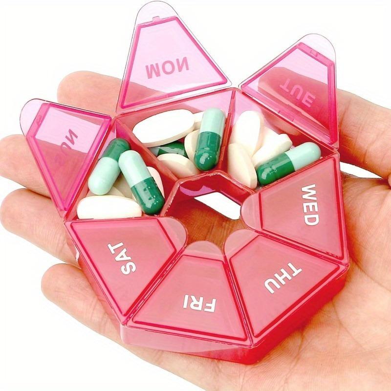 Portable 7-Grid Medicine Box Per Week Circular Pill Storage Box ...