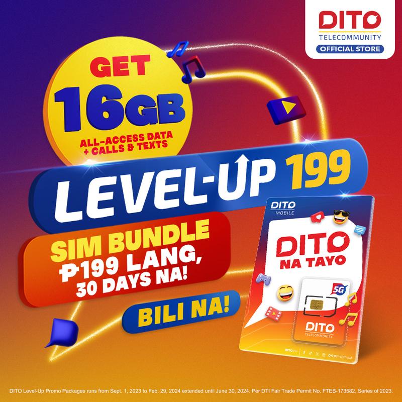 DITO 5G SIM with Level-Up 199 Bundle (16GB Data) - TikTok Shop Philippines