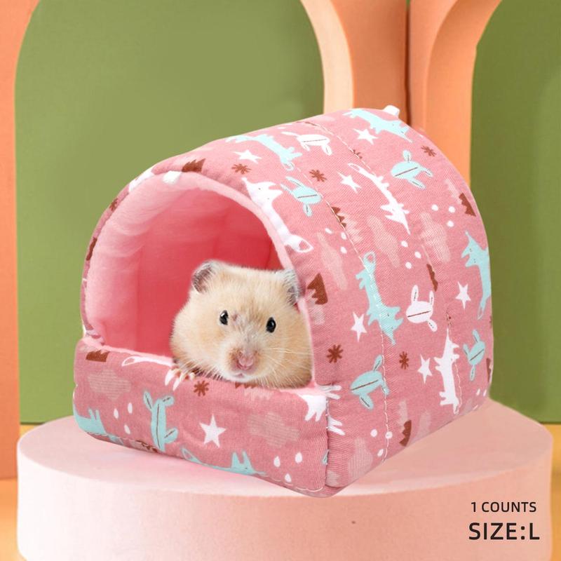 Cute Pink Fox Print Pet House, Warm Pet Bed, Soft & Comfortable Pet ...