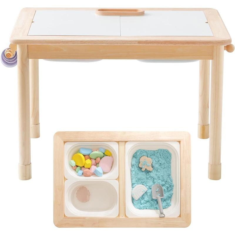 Rubber Montessori Sensory Table - 3 Foldable Storage Bins, Reinforced ...