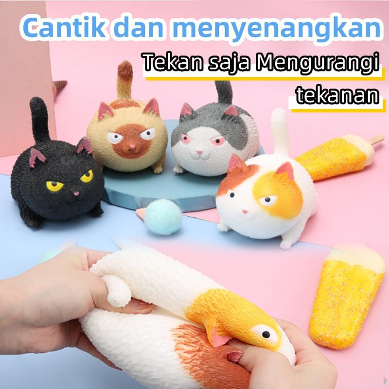TPR Soft Squishy Angry Cat Stress Relief Ball Cute Cat Squeeze Toy for ...