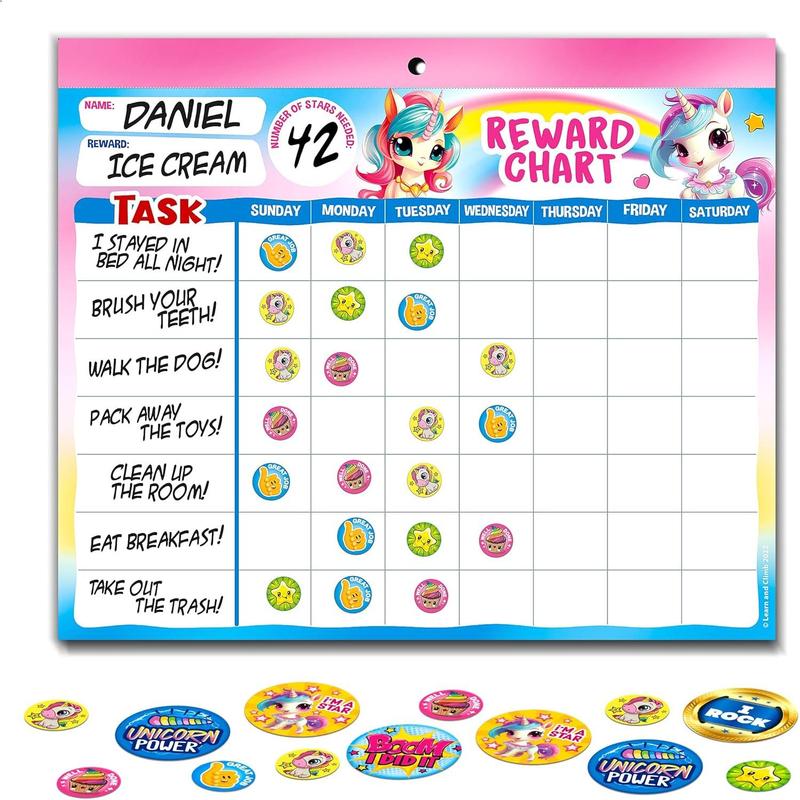 Behavior Reward Chart System - Unicorn Pad with 26 Chore Charts for ...