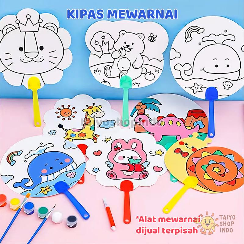 TAIYO Kipas Mewarnai Karakter Hewan DIY Kanvas Canvas Coloring - Shop ...