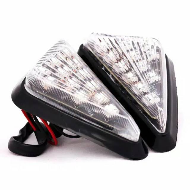 Lampu Sen Tempel LED Segitiga Ninja R15 GSX CBR Motorcycle Sepeda ...