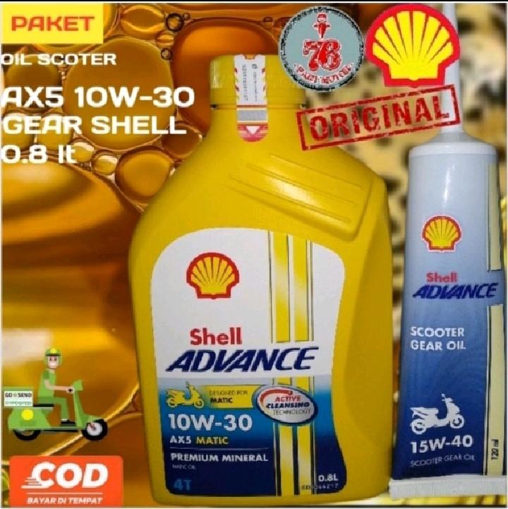PAKET OLI MATIC ADVANCE SHELL AX5 800 ML 10W-30 + OLI GEAR 120 - Shop ...