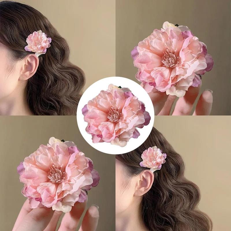 Pink Rose Atmosphere Flower Hairpin, Spring And Summer Side Clip ...