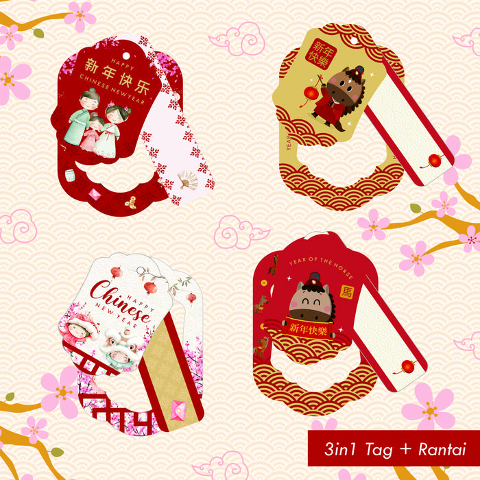Jual 10 Set Hang Tag Imlek 3 in 1 Kartu Chinese New Year - 3in1 FengXi ...