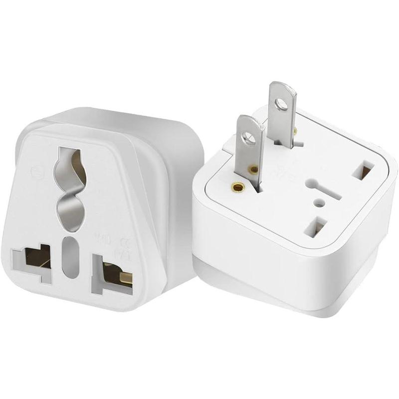 2 PIN USA NEMA 1-15P Plug to UK/US/EU/AUS Socket Travel Conversion ...