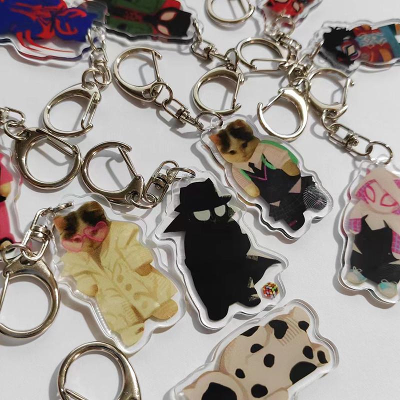 Rantai Kunci Kucing Labah-labah, Reka Bentuk Comel, Cincin Kunci Kartun ...
