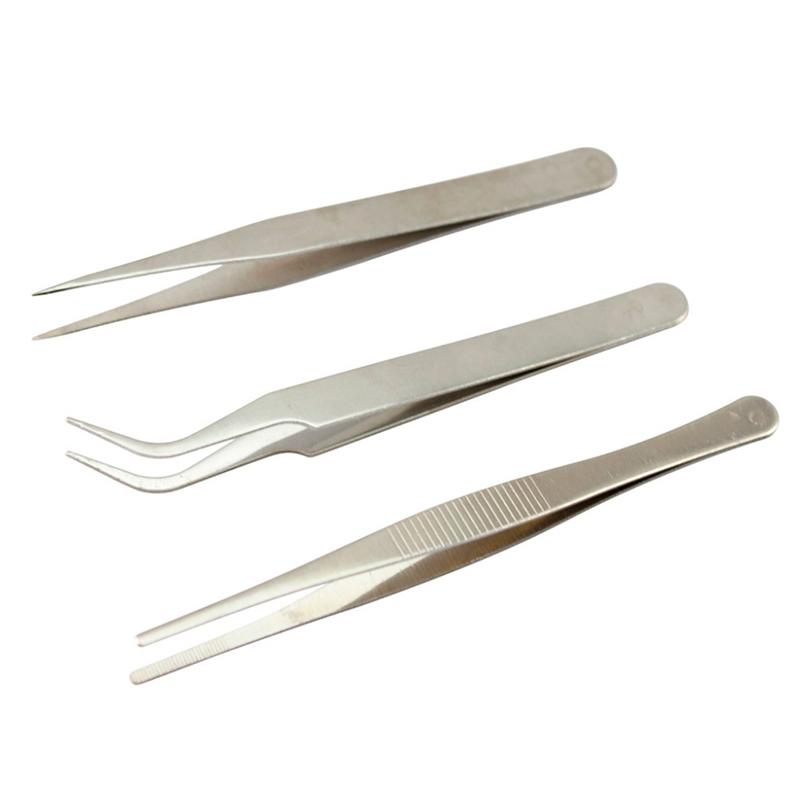 3Pcs Stainless Steel Tweezers Repair Precision Set Assembly Tool ...
