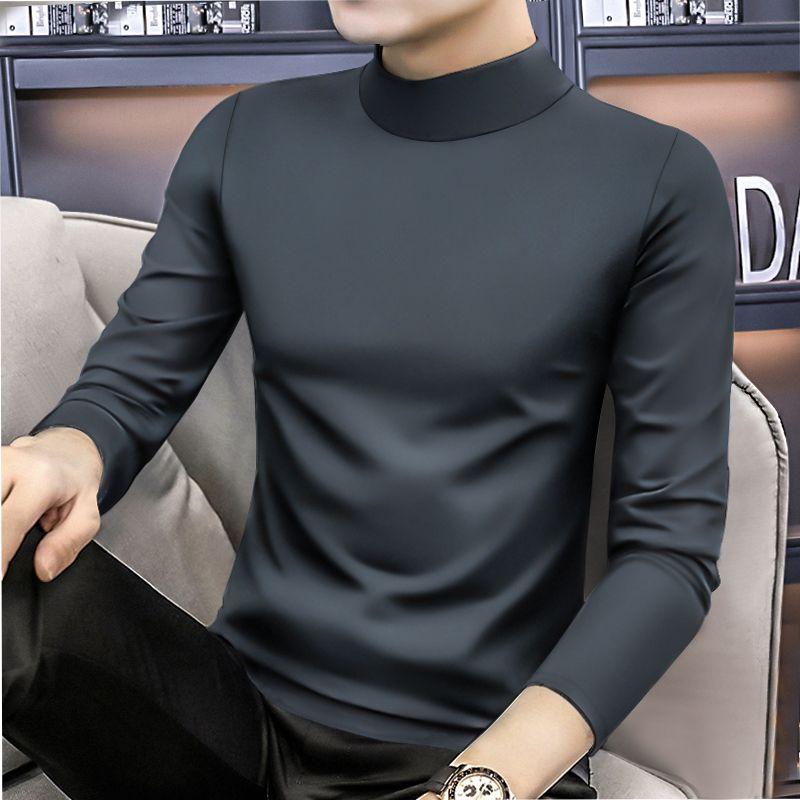 Kemeja-T Lengan Panjang Turtleneck Separuh, Kualiti Tinggi, Untuk ...