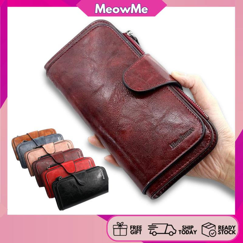 READY STOCK Meowme Fashion Wallet Woman Long Clutch PU Leather - TikTok ...