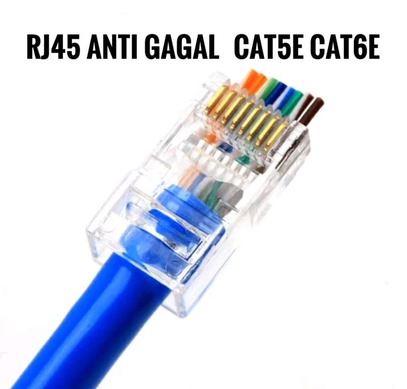 Konektor RJ45 Anti Gagal Utp Cat5e Cat6E Harga Satuan - Shop | Tokopedia