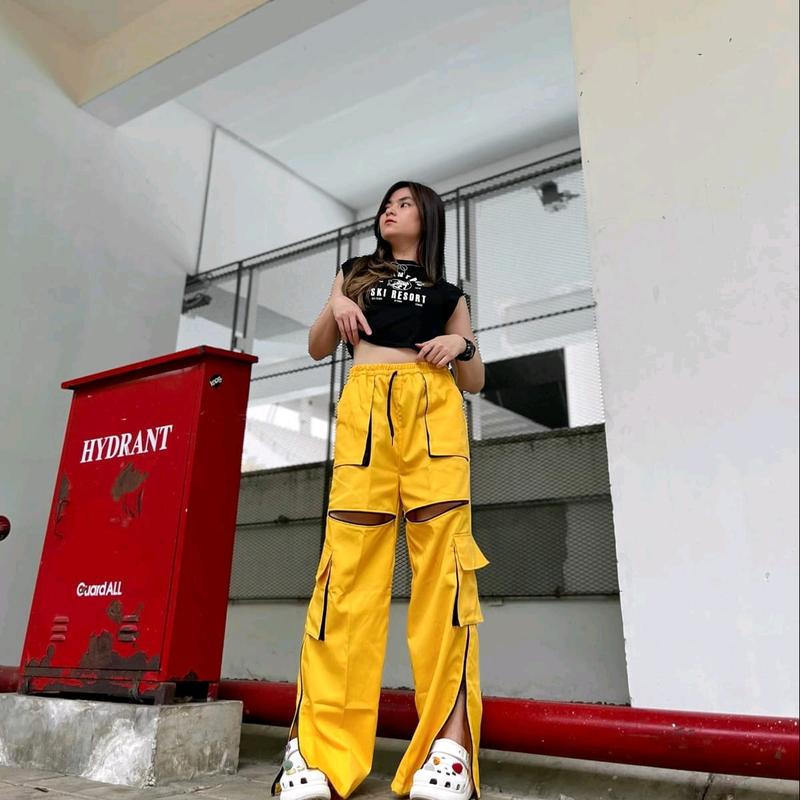 Muzakishop1 - Belasky Wide Leg Cargo Pants | Celana Panjang Cargo ...