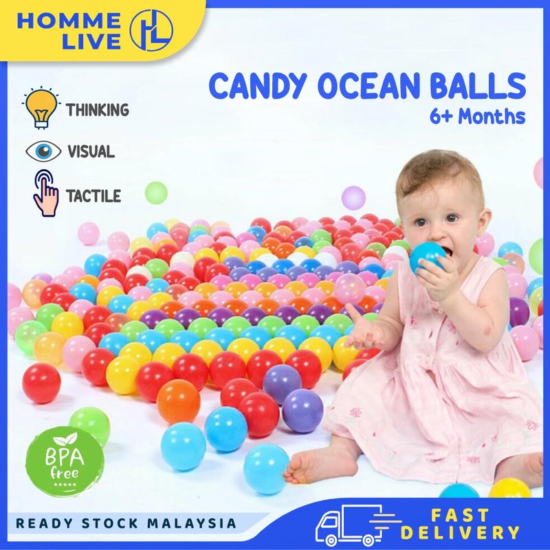 (50/100) PCS Colorful Baby Candy Soft Ocean Swimming Pool Ocean ...