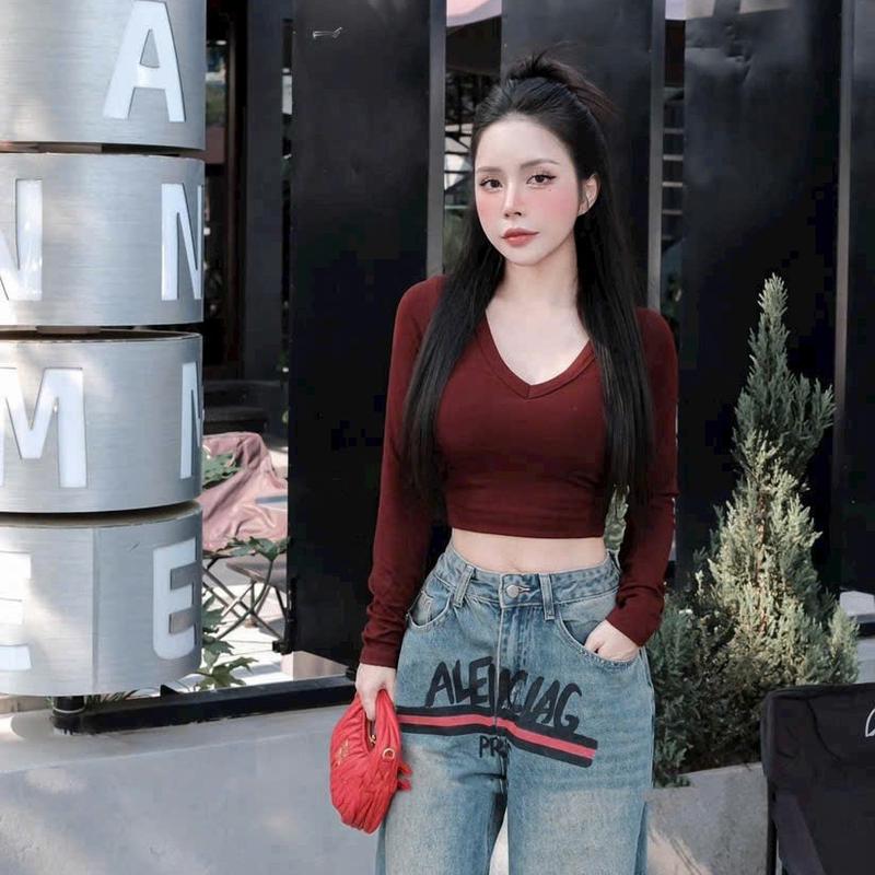 Áo kiểu dài tay đây lưng dáng croptop cao cấp Shan Boom Collection - TikTok Shop Vietnam