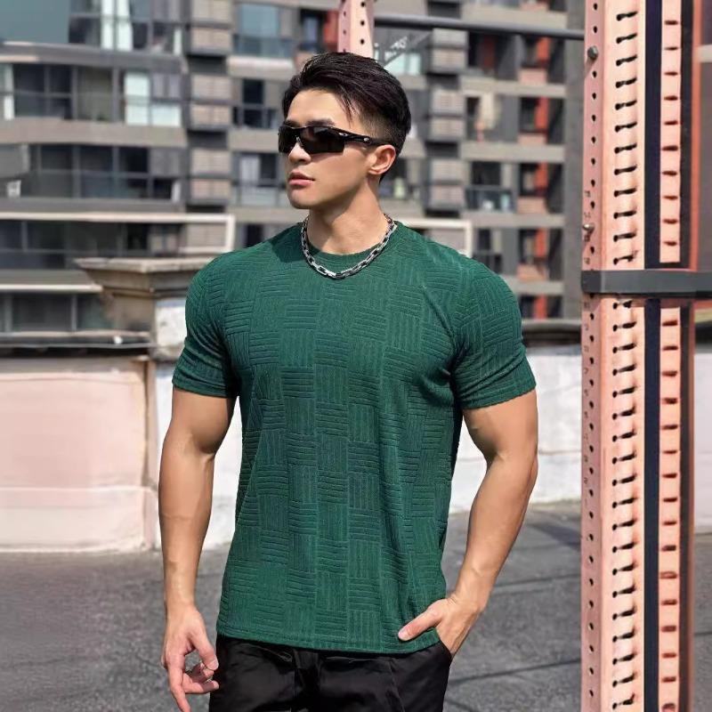 American Muscle Exercise Semi Tight Fitness Short Sleeved Men's ...