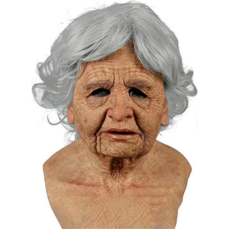Halloween Mask Realistic Old Man Mask Creepy Latex Mask, Scary Wrinkle ...