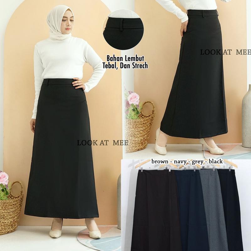 Rok A Line Premium Rok Kerja Rok Sekolah Hitam Panjang Rok A - Shop ...